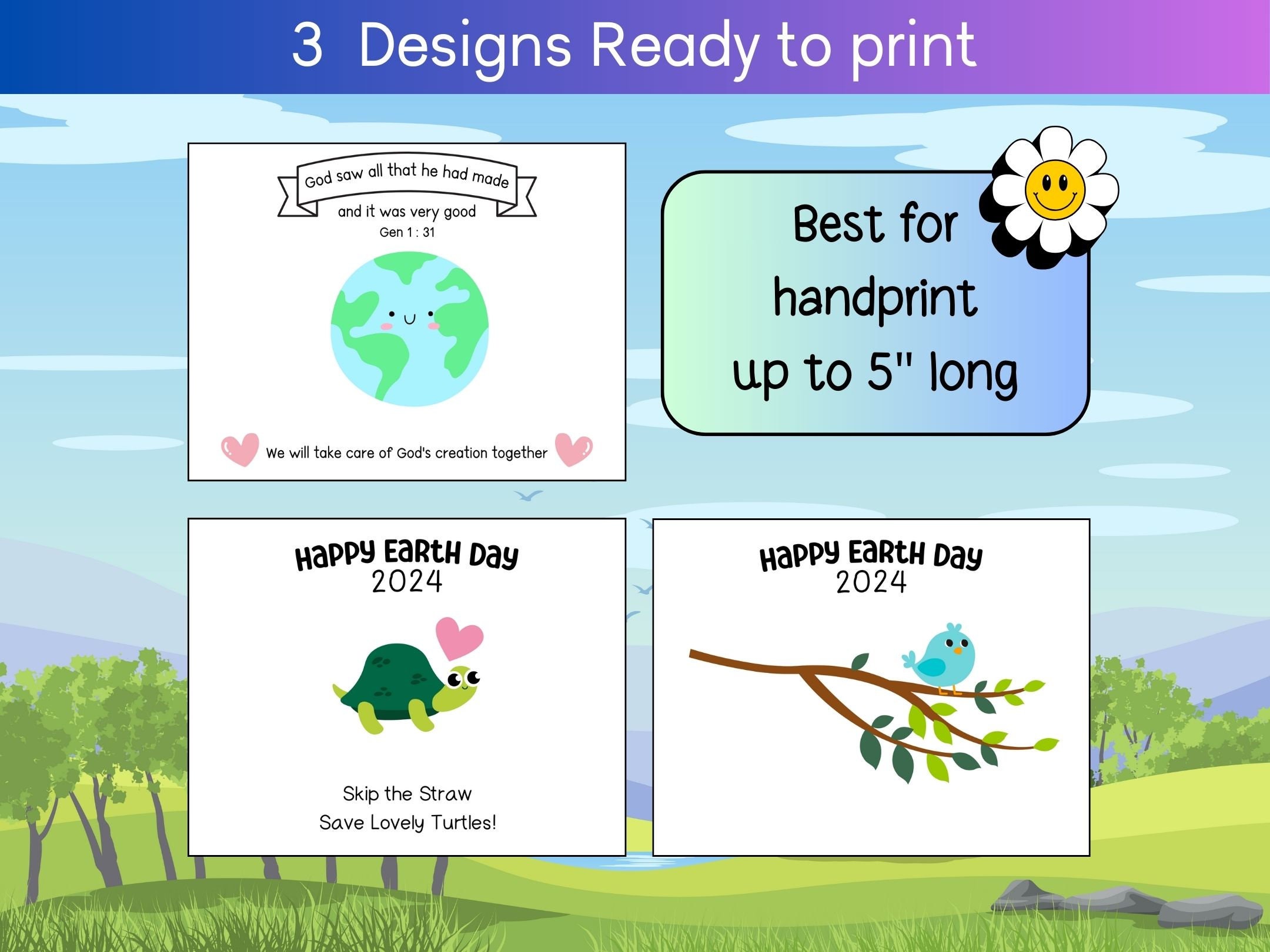 Earth Day Handprint Craft for Kids, Sunday School Daycare, Preschool ...