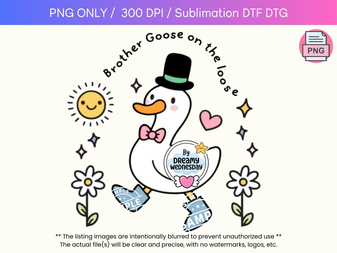 Boy Brother Goose on the Loose PNG Sublimation File, DTX DTG Transfer Diy Craft for T-shirt ...