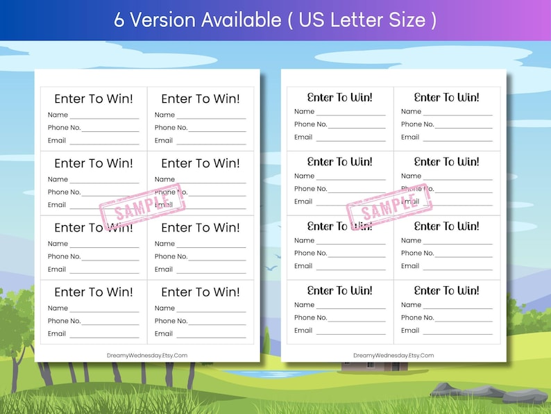 Printable Raffle Ticket Form: Minimal Enter to Win Design (PDF) - Etsy