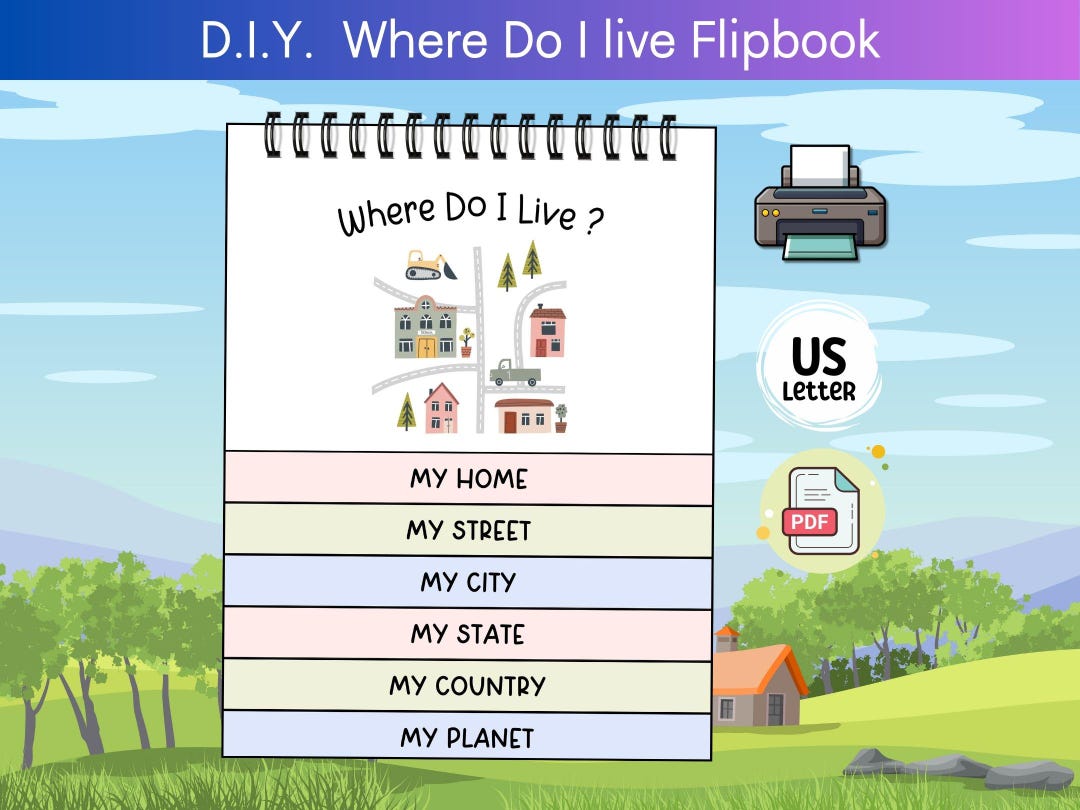 Where I Live Flipbook: Location Learning Activity (PDF) - Etsy
