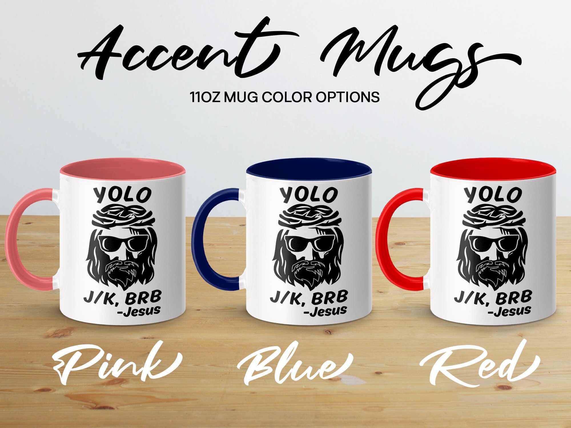 Funny Jesus Coffee Mug YOLO JK BRB, He is Risen Easter Coffee Mug ...