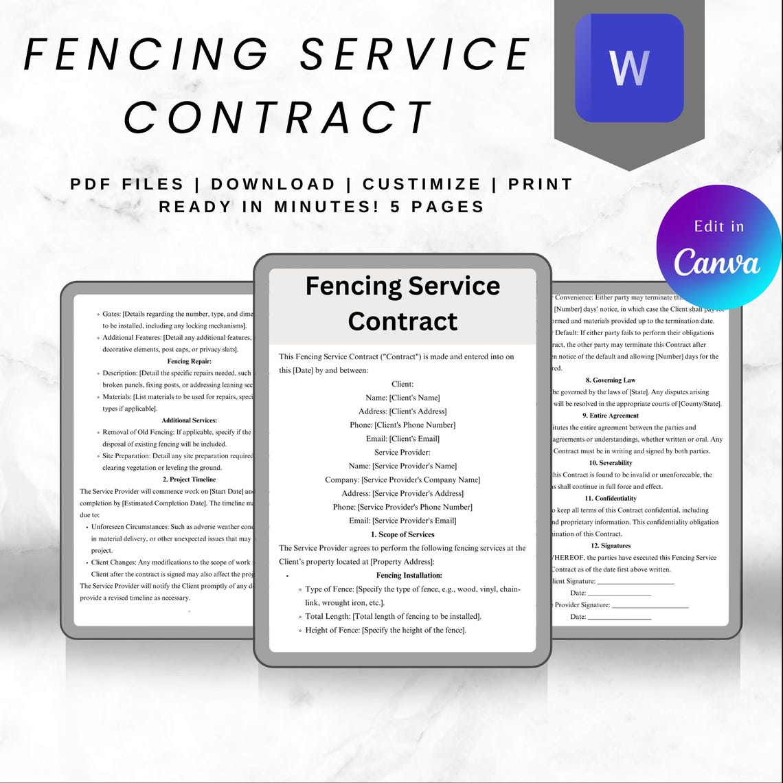 Fencing Contract Template | Professional Fencing Agreement ...