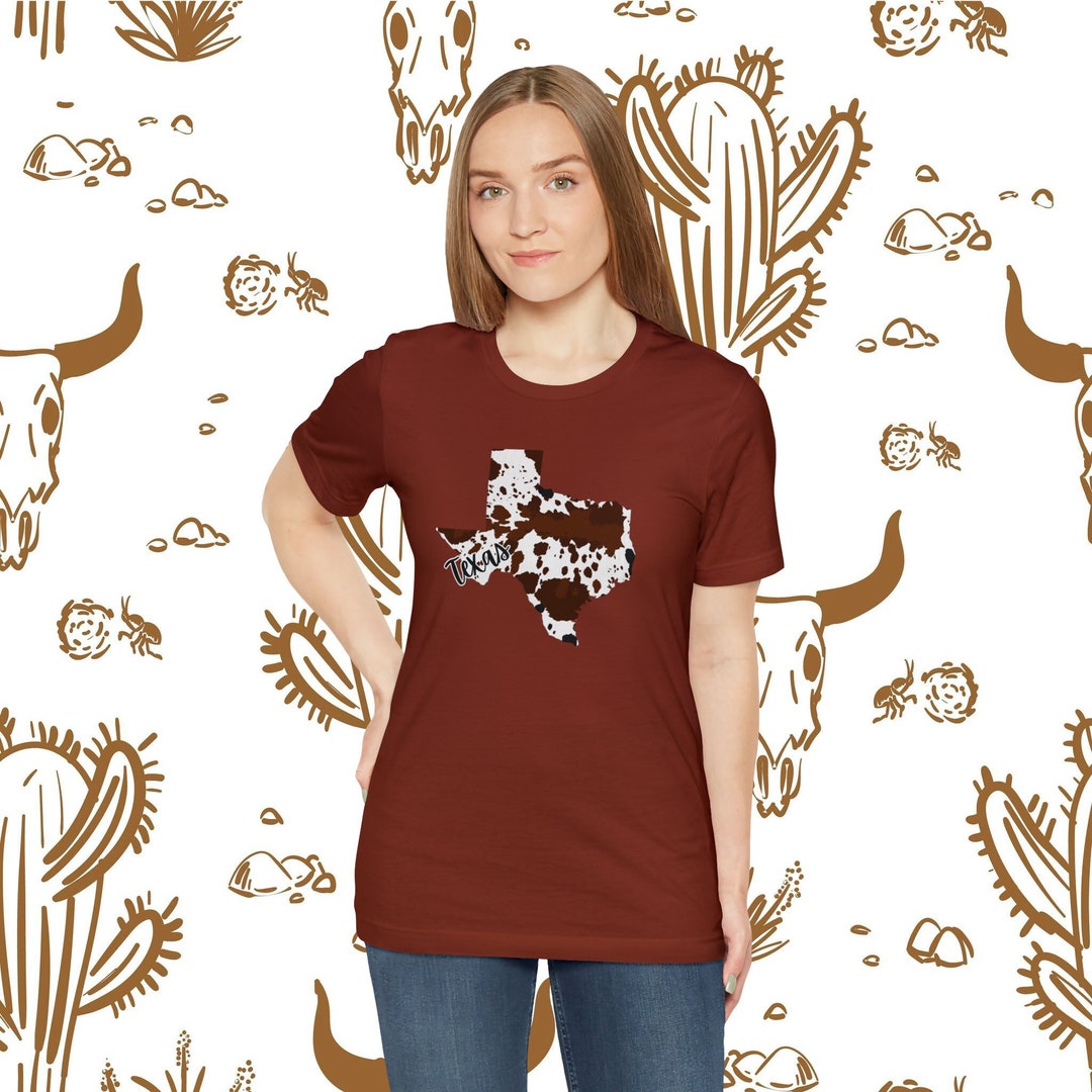 Texas Cow Print Graphic Tee - Etsy