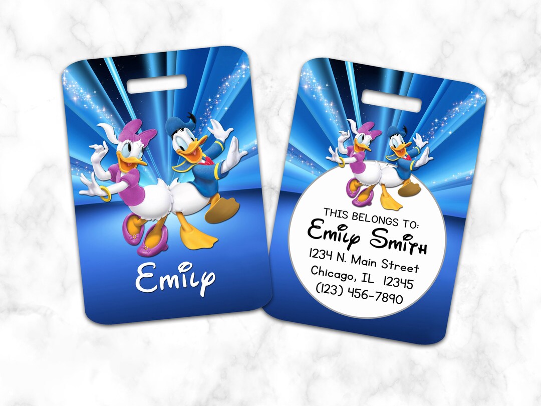 Donald and Daisy Duck Luggage Tag, Bag Tag Stars, Personalized - Etsy