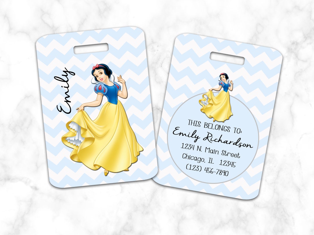 Snow White Luggage Tag, Bag Tag, Princess Chevron Personalized - Etsy