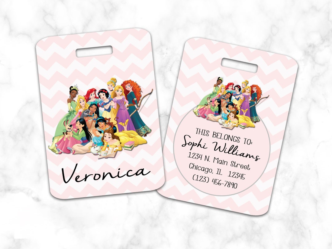 Princess Luggage Tag, Bag Tag, Pink, Chevron, Personalized - Etsy