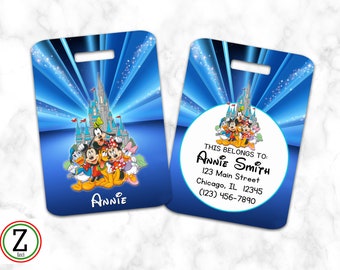 Mickey Mouse Luggage Tag, Bag Tag, Blue With Stars, Personalized - Etsy