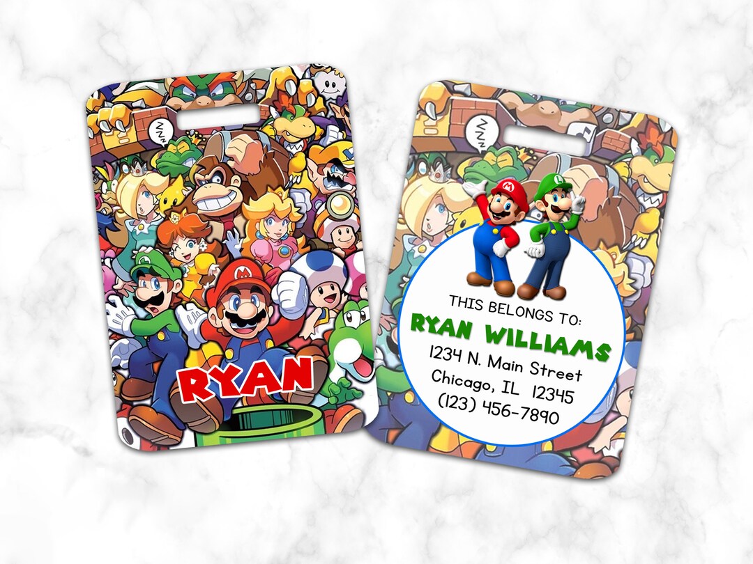 Mario Brothers & Friends Luggage Tag, Bag Tag, Personal - Etsy