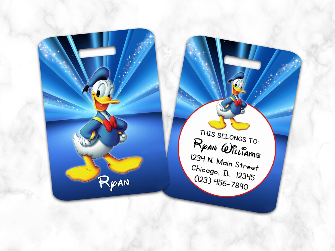 Donald Duck Luggage Tag, Bag Tag Stars, Personalized - Etsy