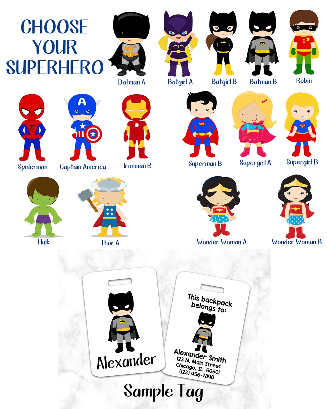 Super Hero Luggage Tag, Bag Tag, Backpack Tag, Personalized - Etsy