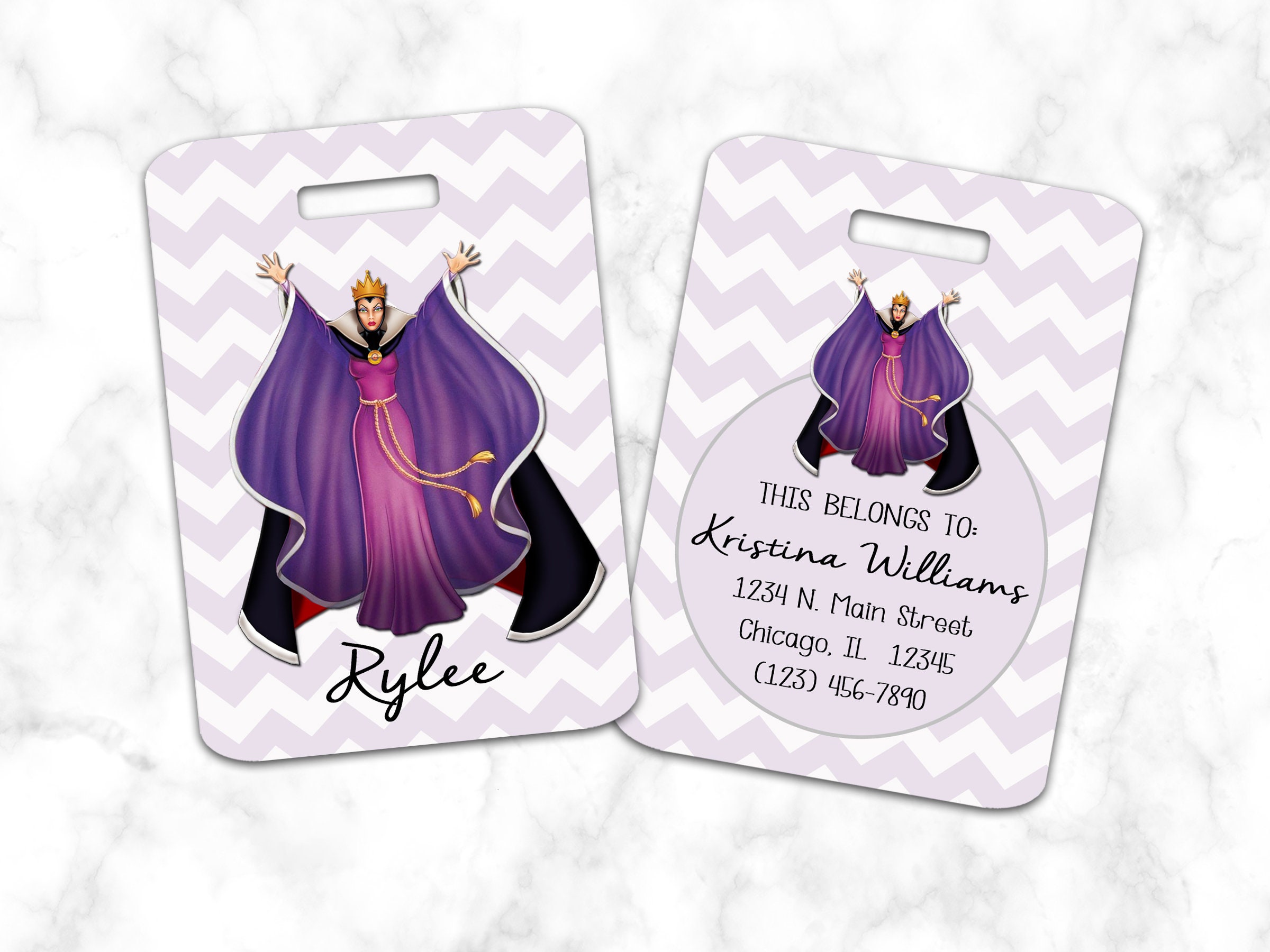 Evil Queen Luggage Tag, Bag Tag, Princess Chevron Personalized - Etsy