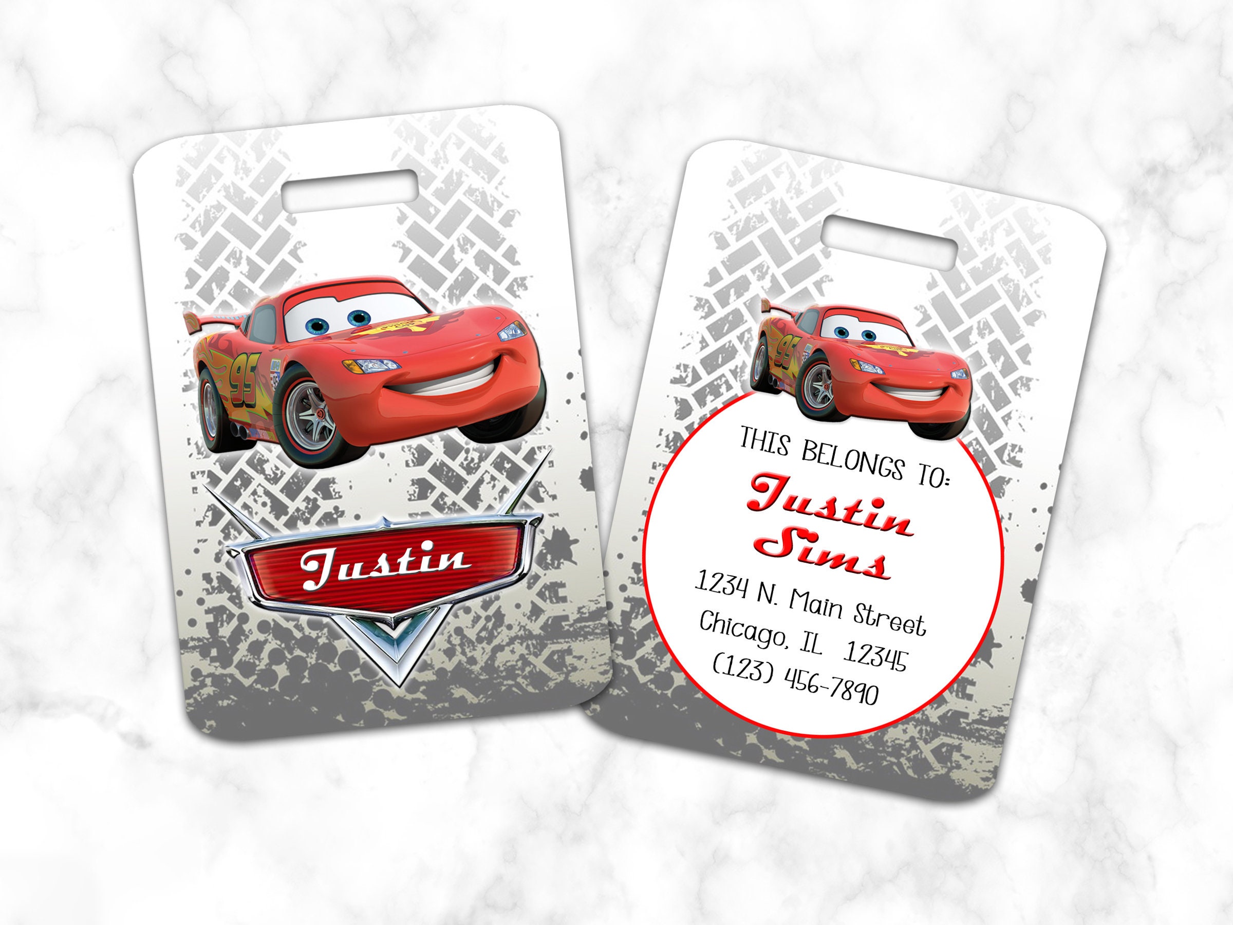 Lightning Mcqueen Cars Luggage Tag, Bag Tag, Personalized - Etsy