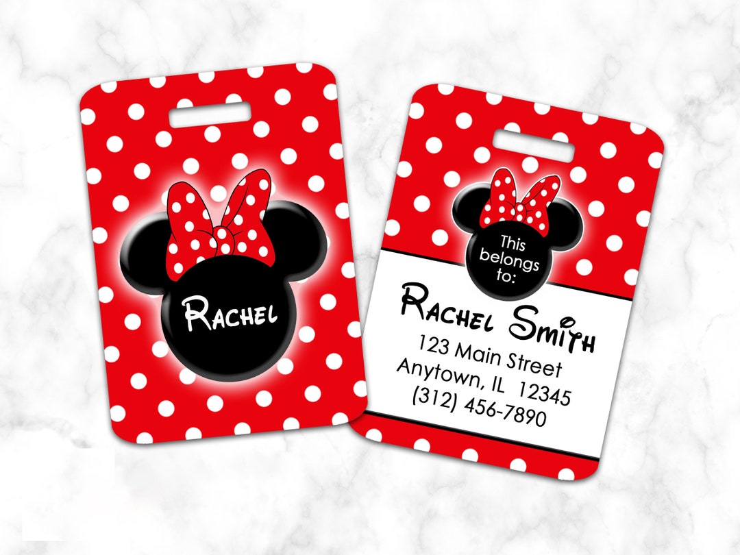 Minnie Mouse Luggage Tag, Bag Tag, Red With Polka Dots, Personalized - Etsy