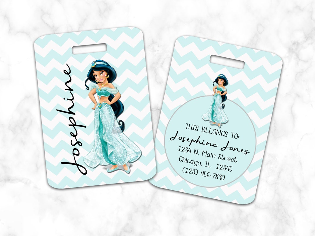 Jasmine Luggage Tag, Bag Tag, Princess Chevron Personalized - Etsy