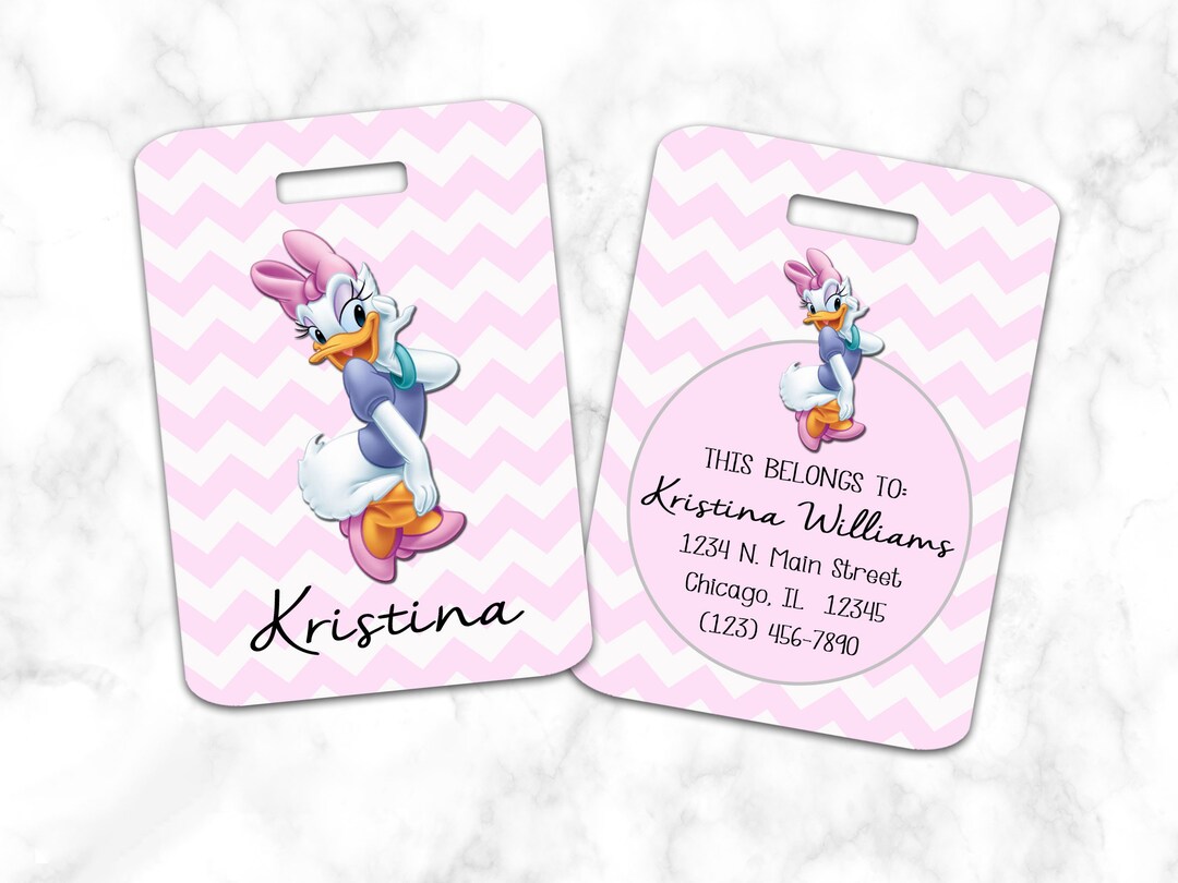 Daisy Duck Luggage Tag, Bag Tag Chevron, Personalized - Etsy