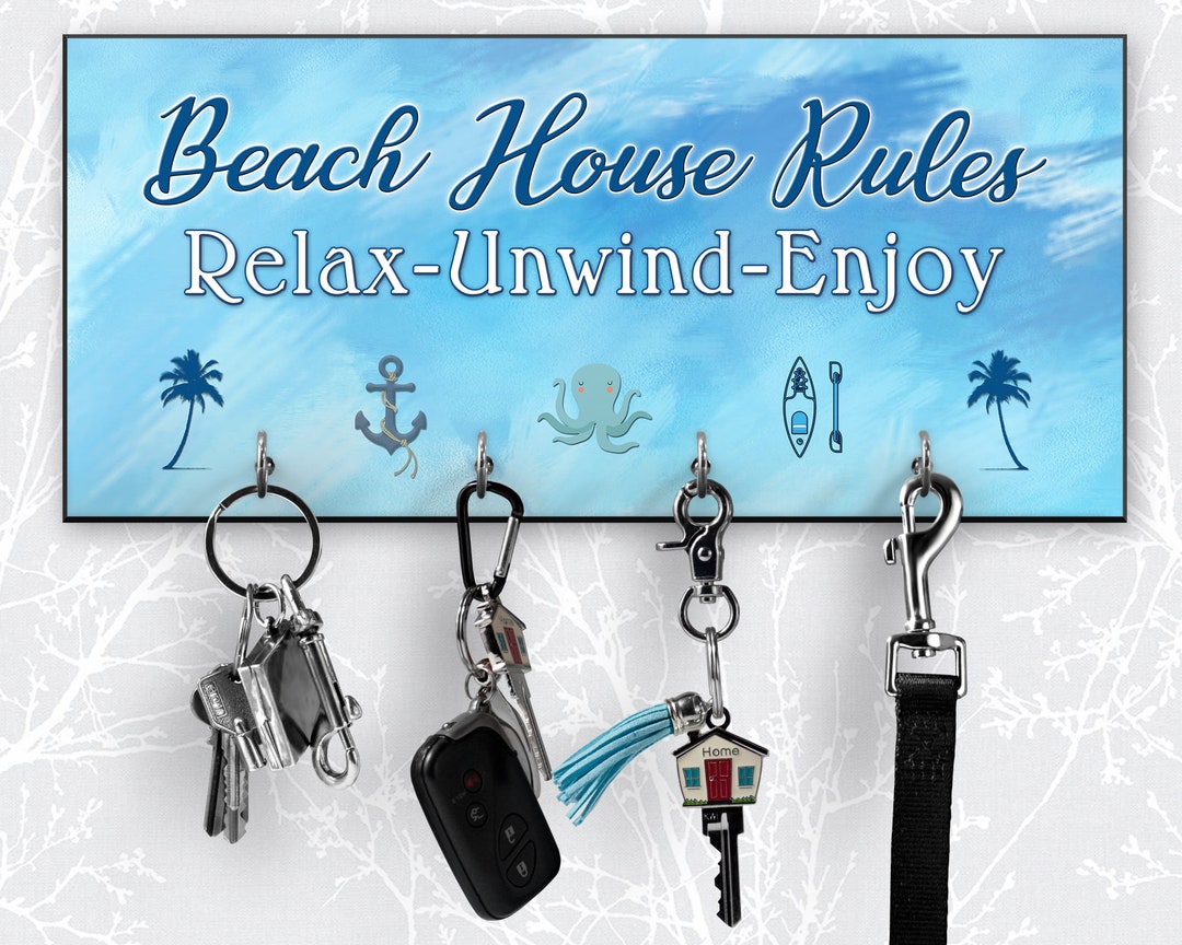 Beach House Rules Key Rack, Key Hook, Key Hanger, Key Organizer, Key ...