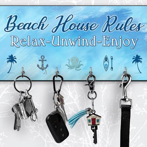 Beach House Rules Key Rack, Key Hook, Key Hanger, Key Organizer, Key ...