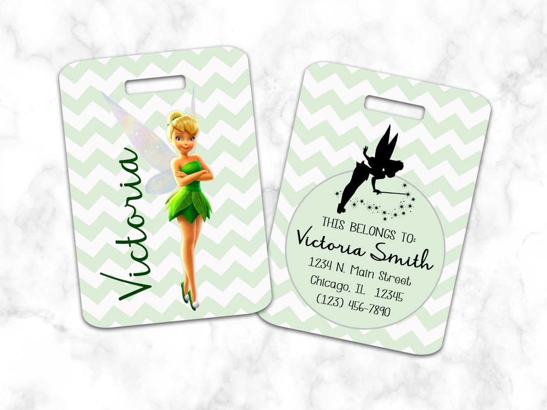 Tinkerbell Luggage Tag, Bag Tag, Princess, Chevron, Personalized - Etsy