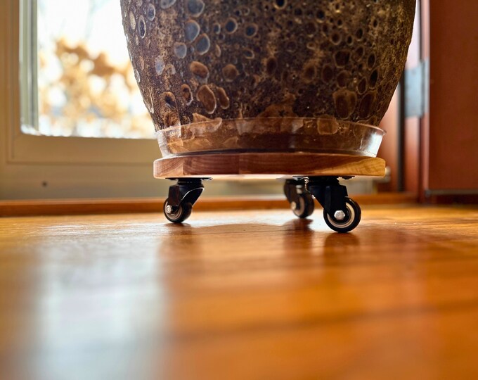 Rolling Plant Stand | Hardwood Platform With Wheels for Flower Pots ...