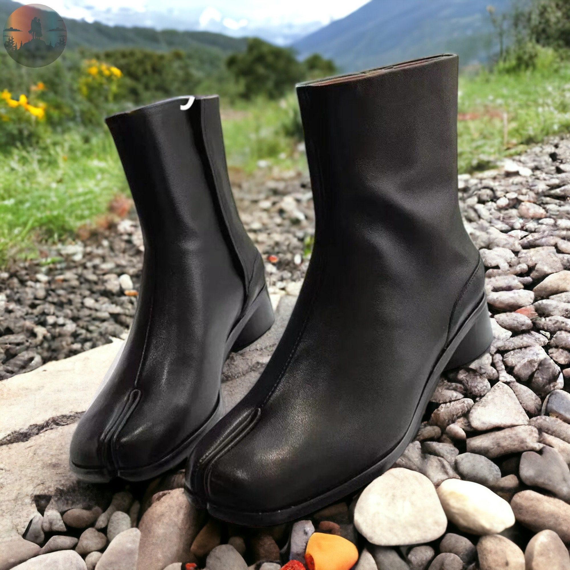 Women's Leather Tabi Split-toe Boots Zip With 3cm Heel - Etsy Hong Kong