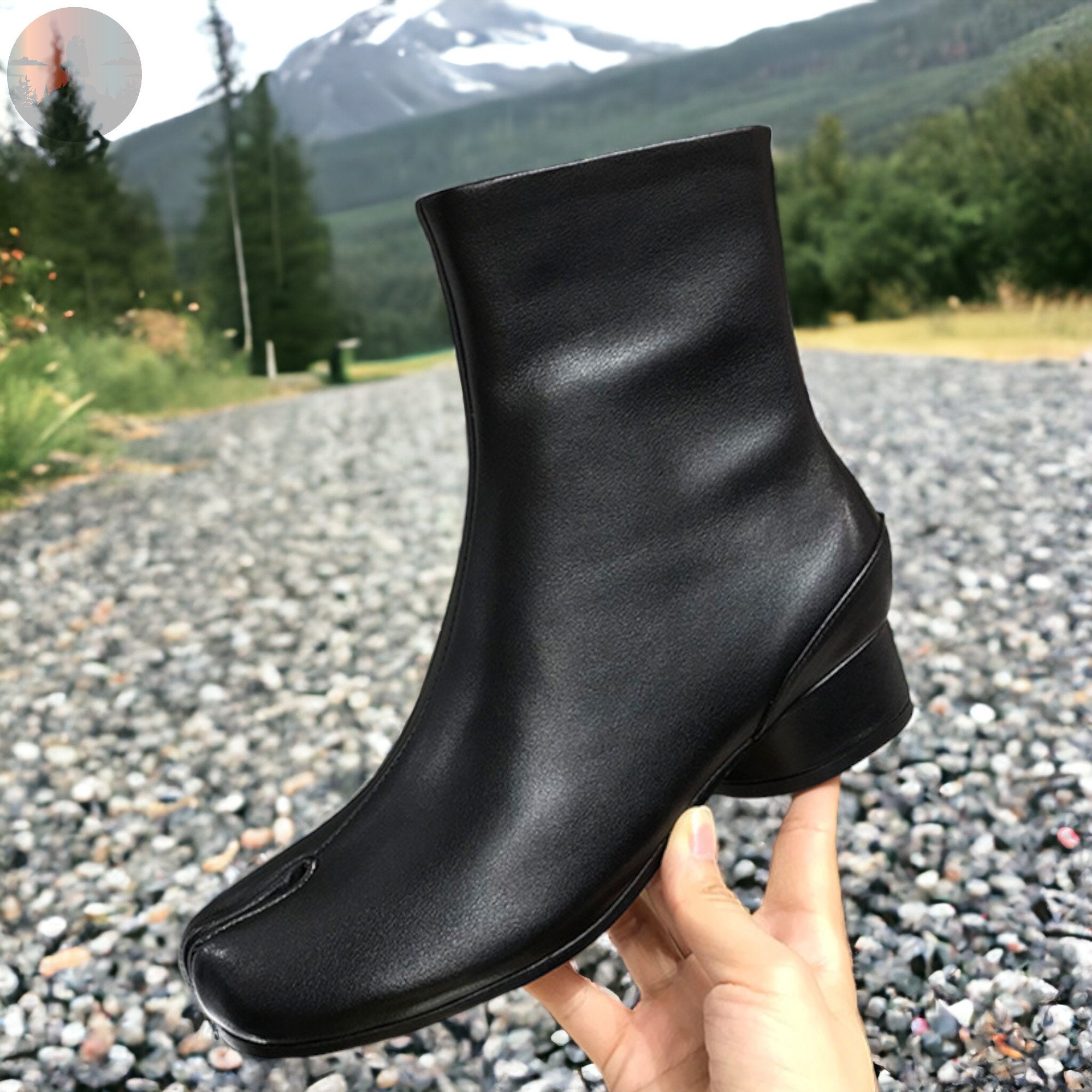 Women's Leather Tabi Split-toe Boots Zip With 3cm Heel - Etsy Hong Kong