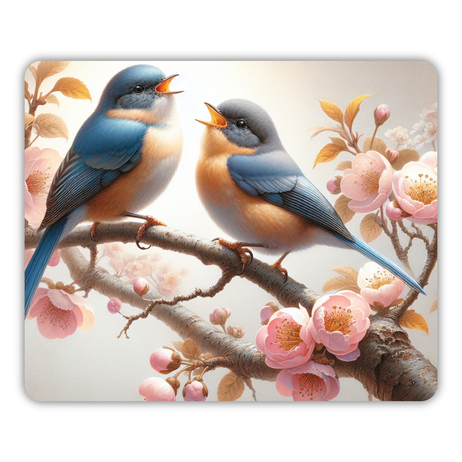 2 Blue Birds on Branch Computer Mouse Pad - Etsy