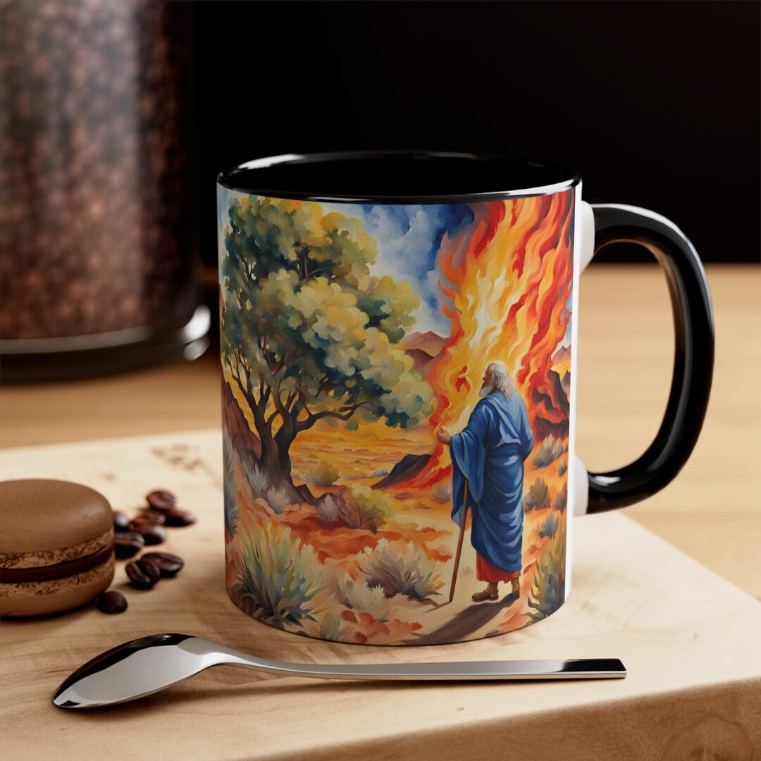 Bible Coffee Mug, Moses and the Burning Bush, Moses Mug, Moses Coffee ...