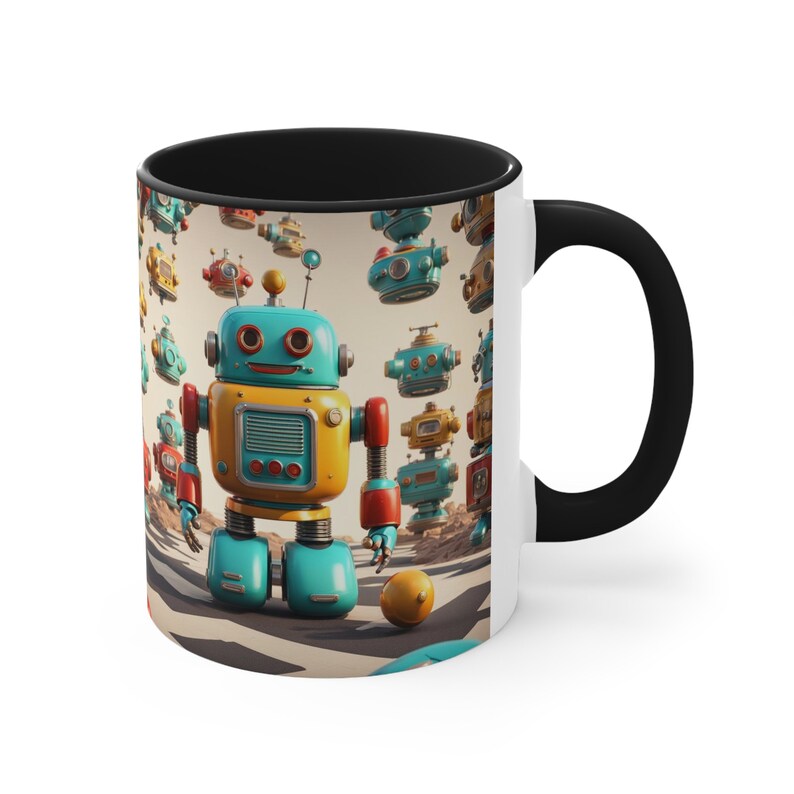 1950s Style Robot Toy Coffee Mug, Happy Robot Coffee Mug, Robot Coffee ...