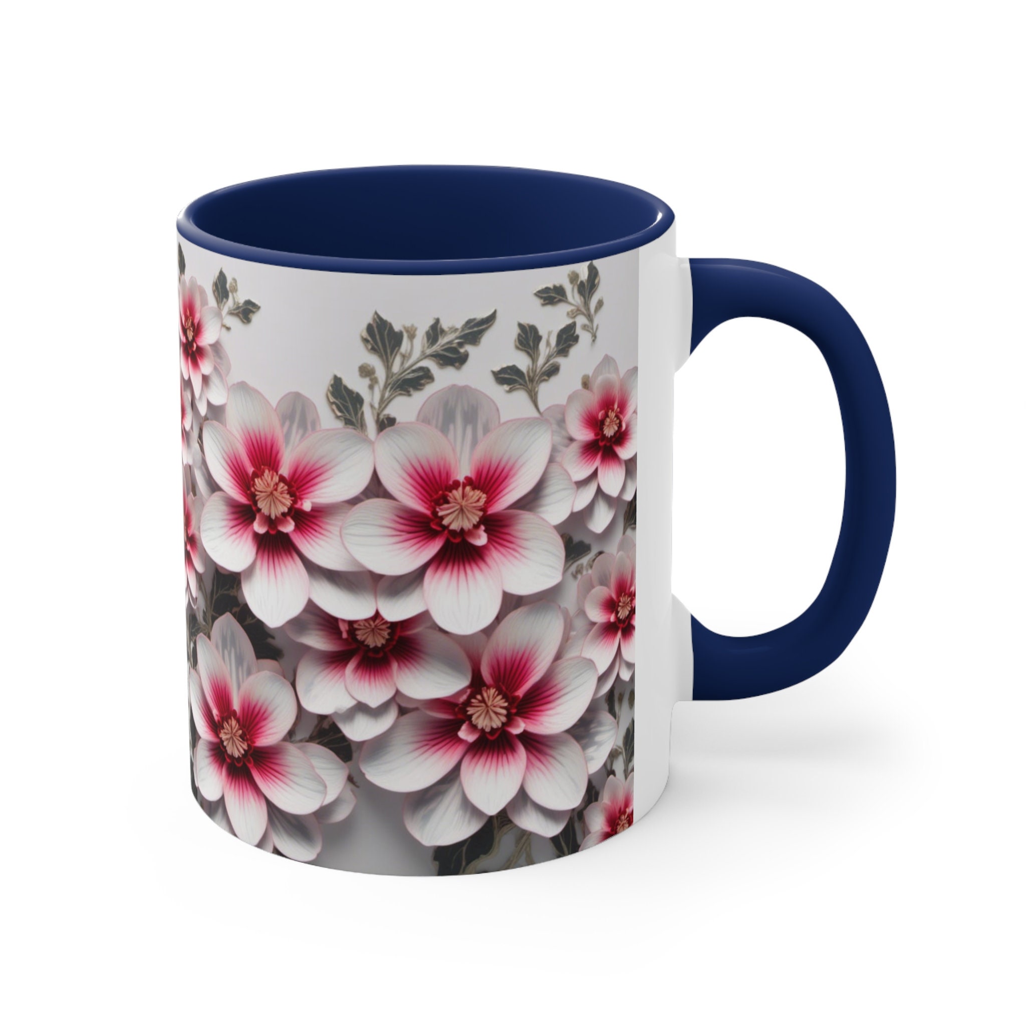 3D Flower Mug, 3D Pink Flower Mug, 3D White Flower Mug, Pink and White ...
