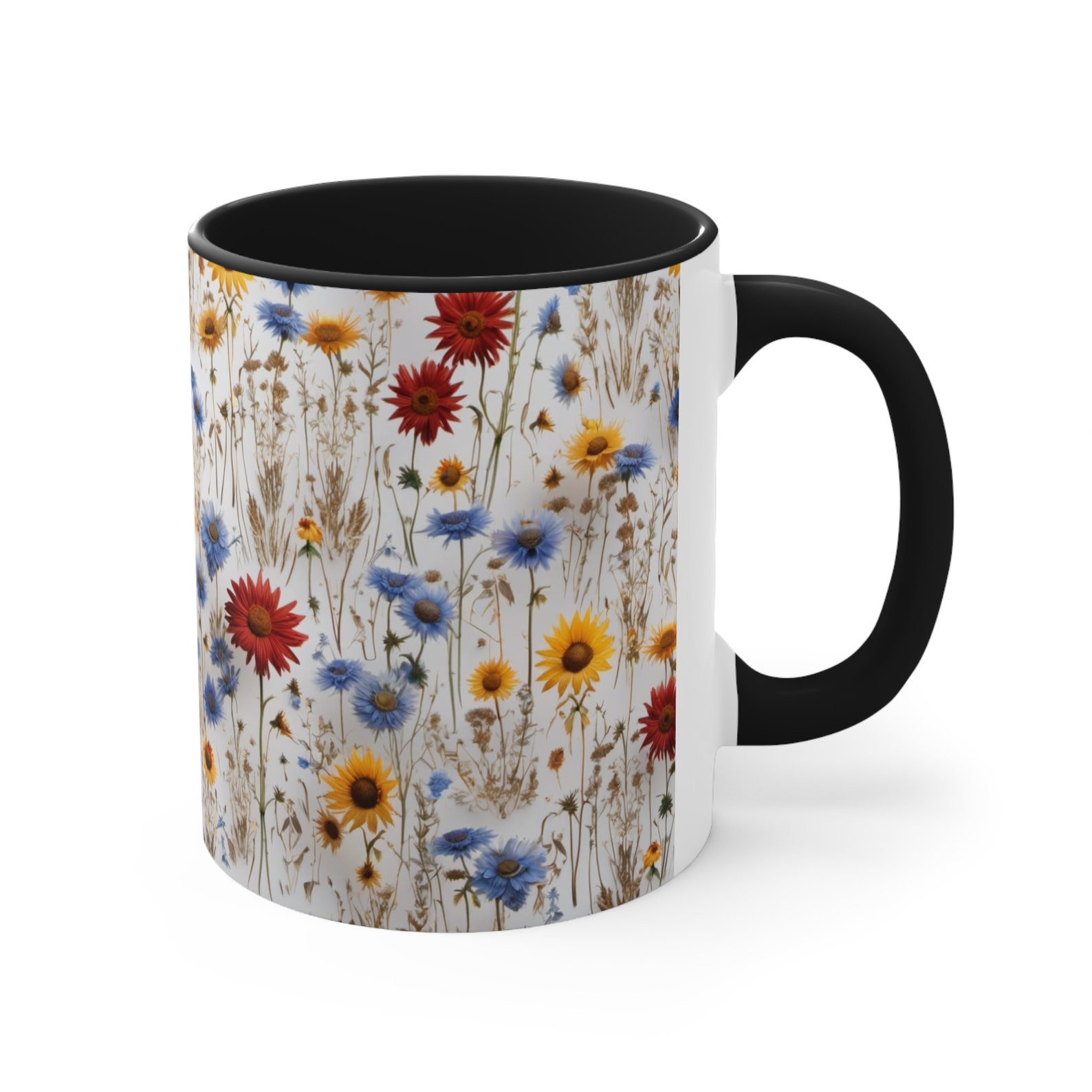 Pressed Flower Coffee Mug, Boho Flower Mug, Boho Wildflower Mug, Boho ...