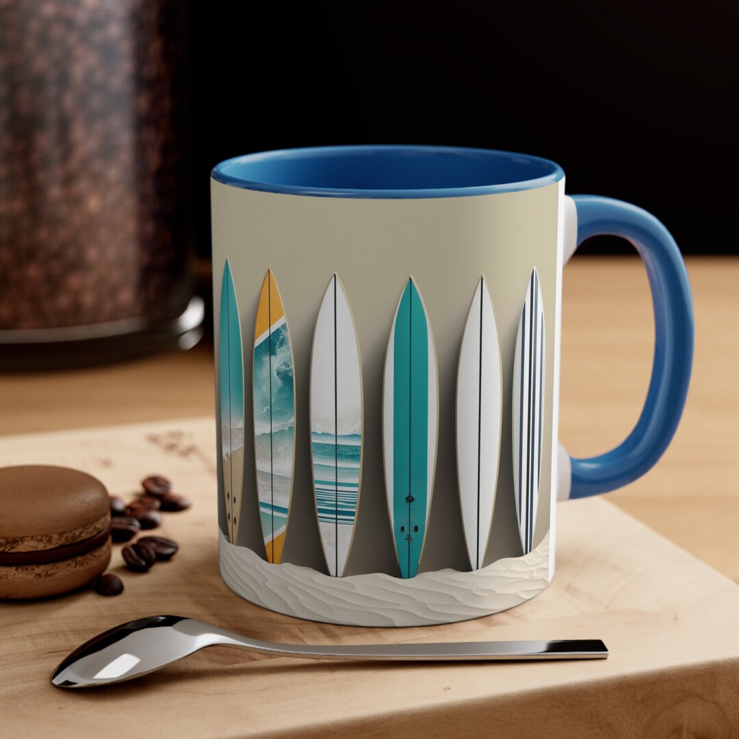 Surfboards on the Beach Coffee Mug, Beach House Gift, Surfer Gift ...
