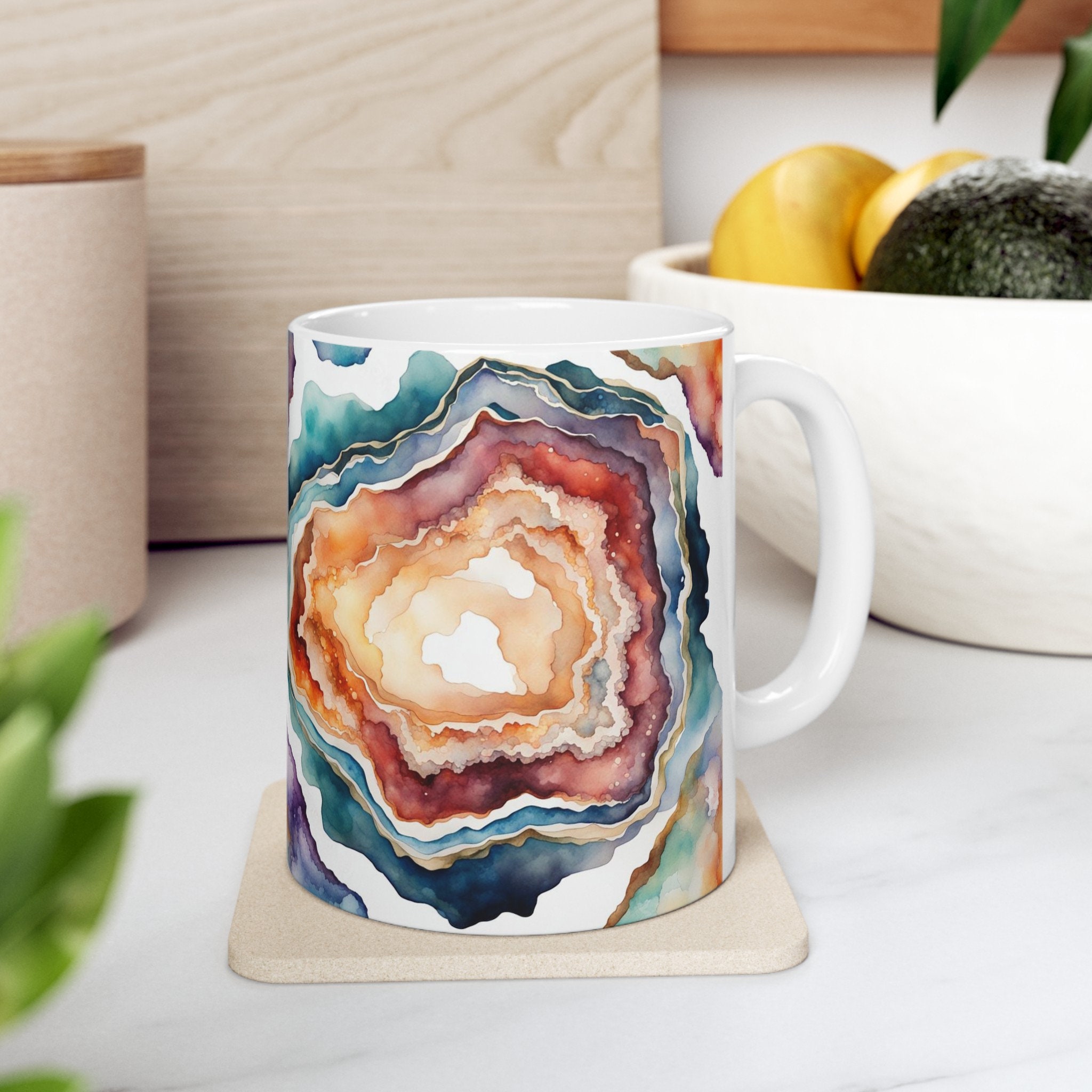 Geode Mug, Mineral Coffee Mug, Watercolor Geode Coffee Mug, Geode Cup ...