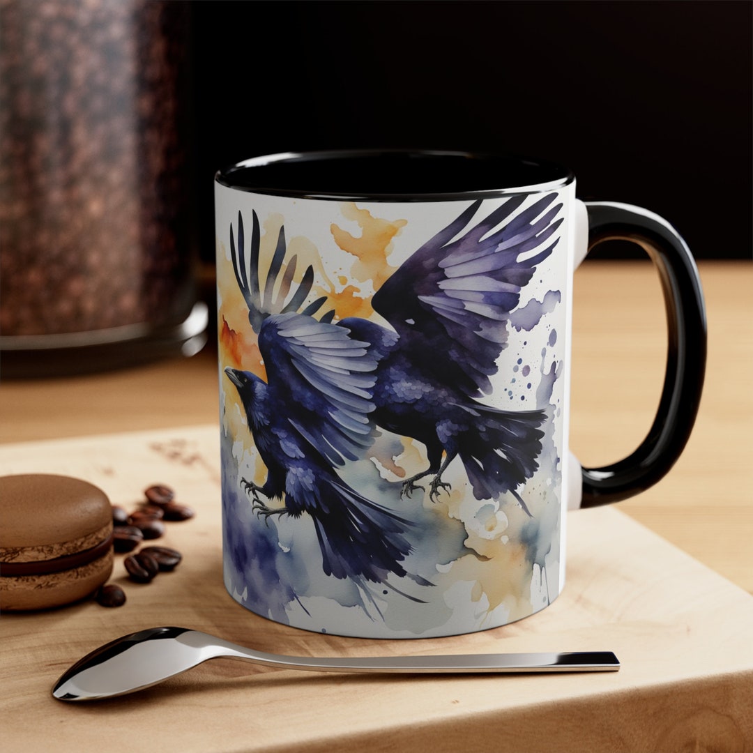 Raven Art Mug, Gothic Coffee Mug, Edgar Allan Poe Gift, Raven Mug, Bird ...