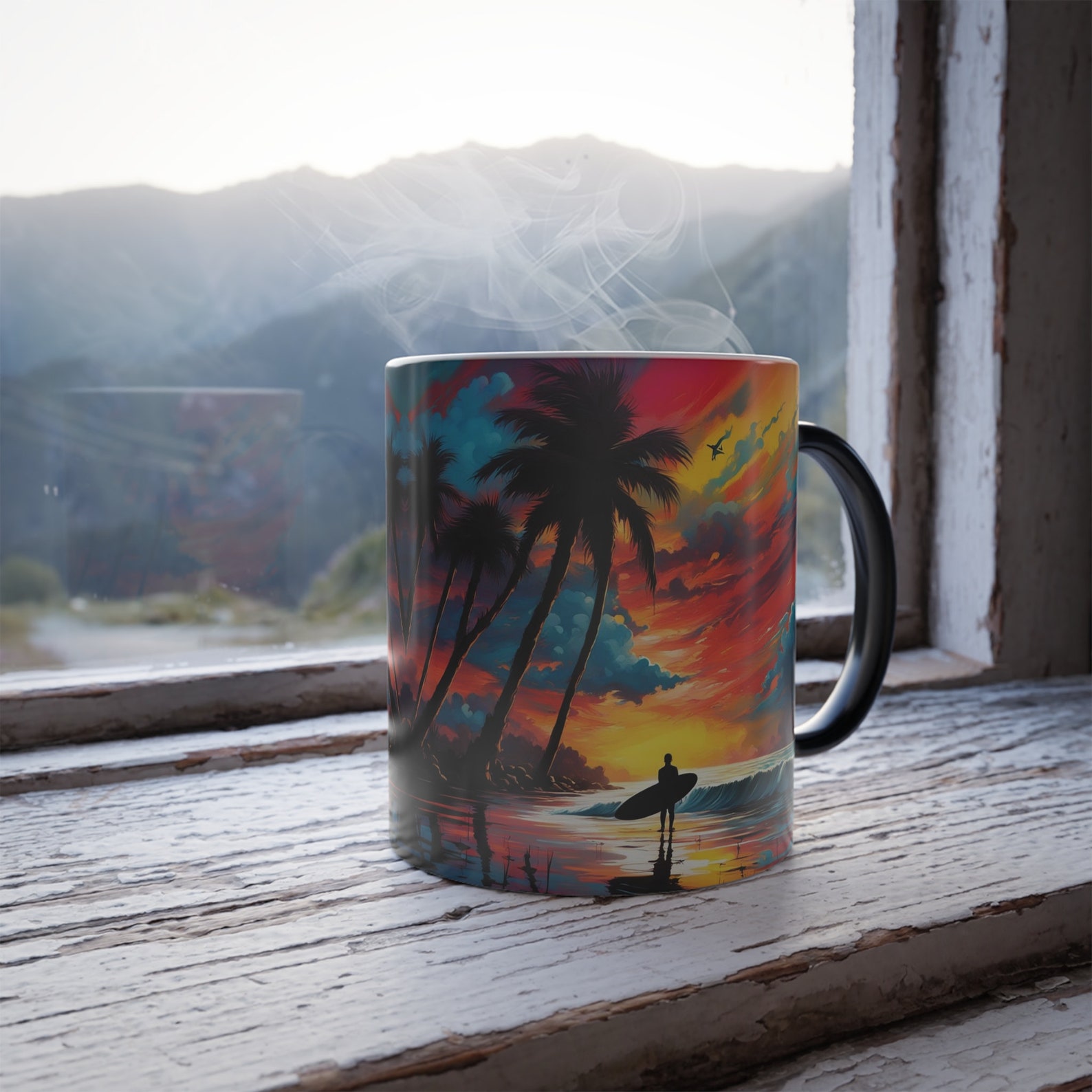 Palm Tree Mug, Surfer Mug, Palm Tree Coffee Mug, Surfer Coffee Mug ...