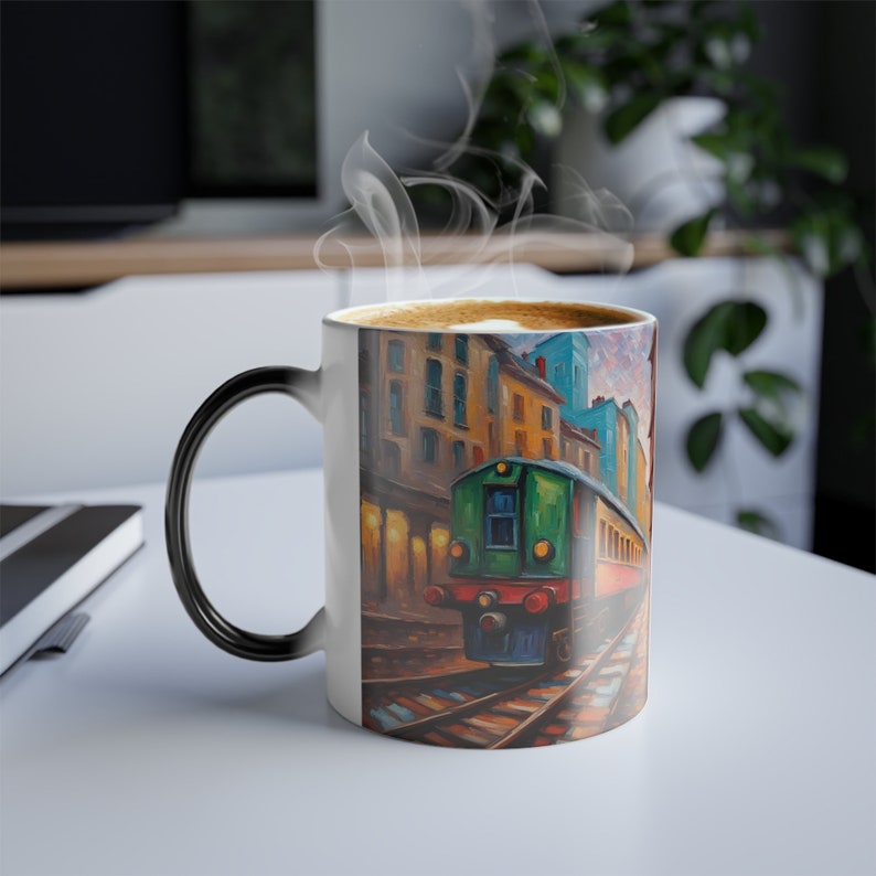 Train Mug, Train Coffee Mug, Color Changing Mug, Impressionist Train ...