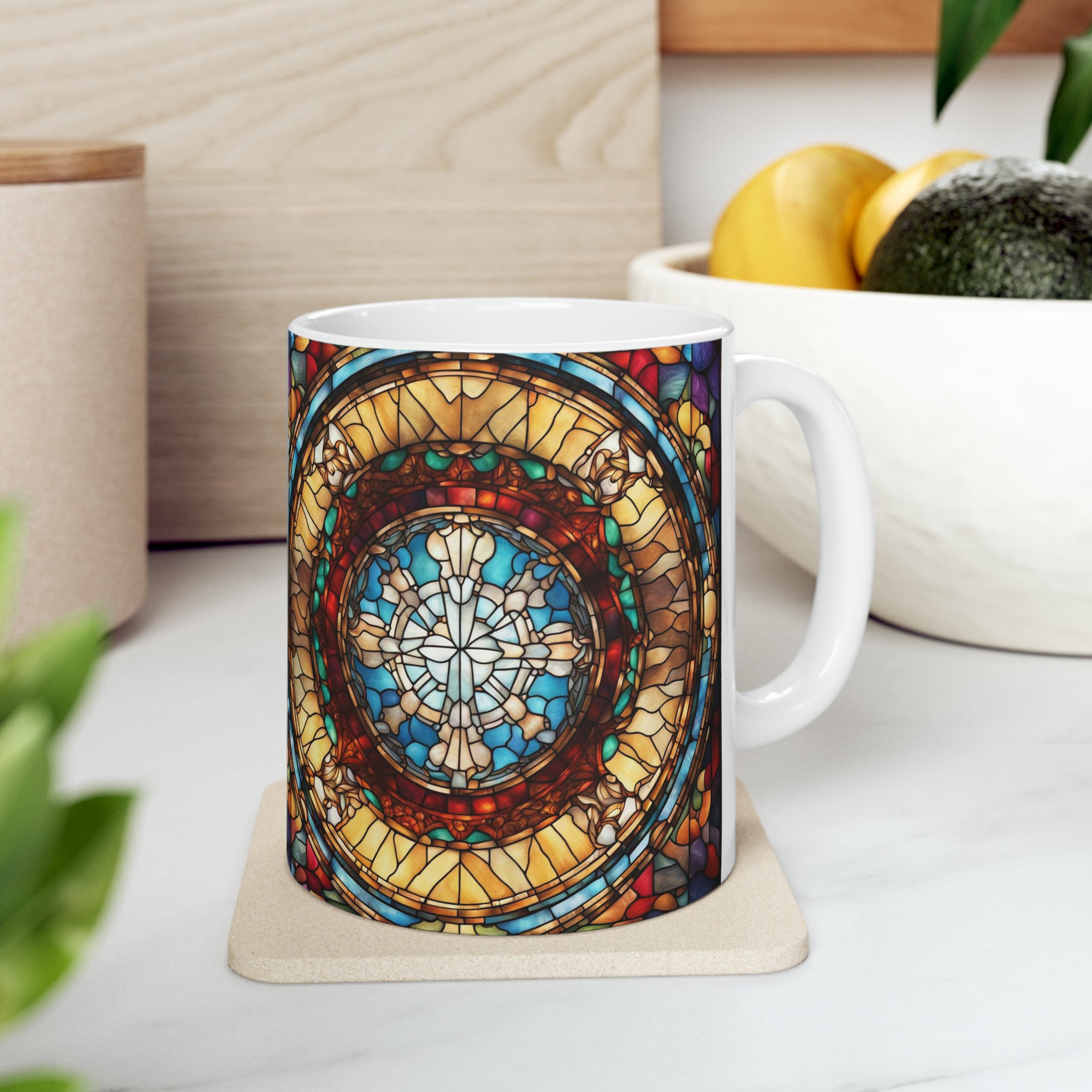 Stained Glass Art Mug, Stained Glass Art Coffee Mug, Stained Glass Gift ...