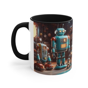 1950s Retro Style Toy Robot Family Coffee Mug, Retro Coffee Mug, Retro ...