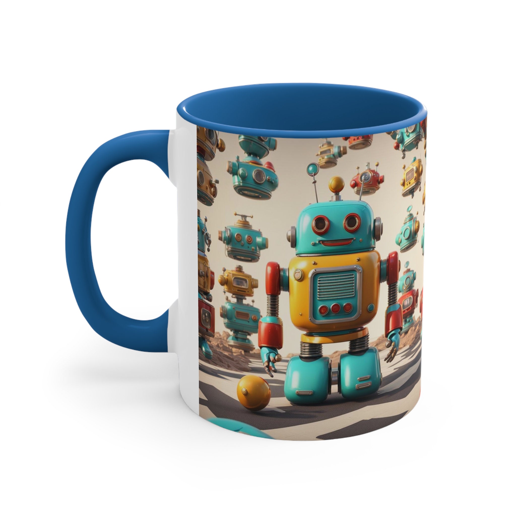 1950s Style Robot Toy Coffee Mug, Happy Robot Coffee Mug, Robot Coffee ...