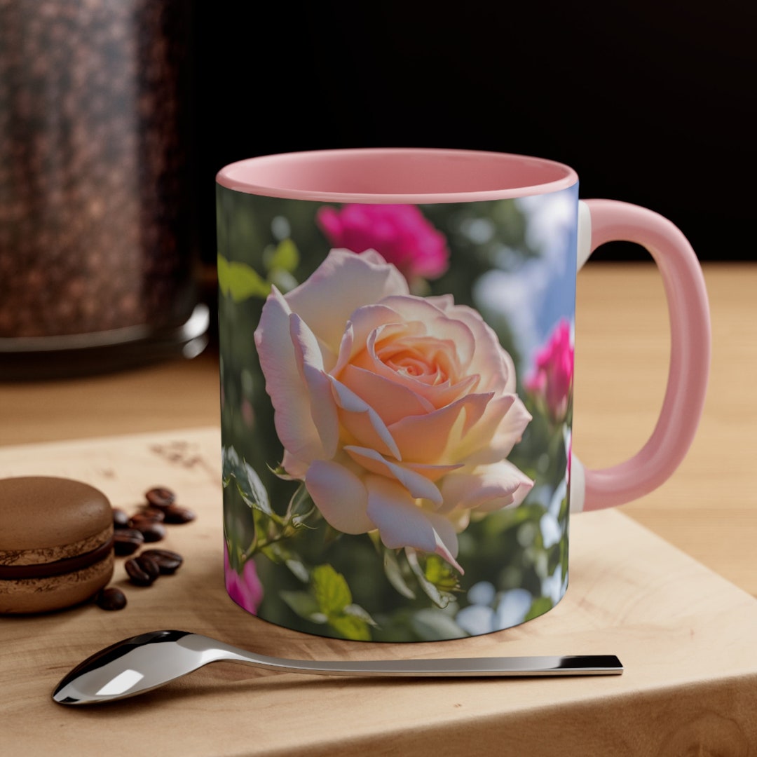 Pink Rose Mug, Roses Tea Mug, Pink Mug, Pink Rose Coffee Mug, Rose ...