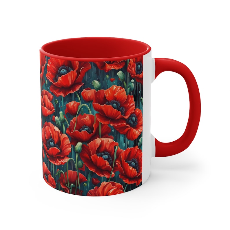 Red Poppy Mug, Red Poppy Coffee Mugs, Poppy Mug, Poppy Coffee Mug ...