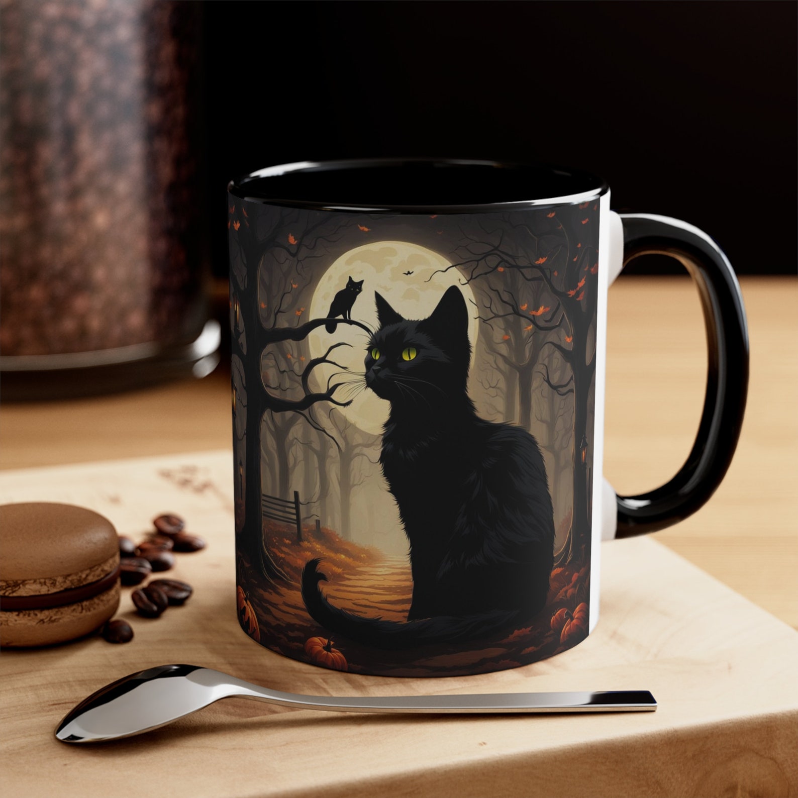 Black Cat Mug, Black Cat Coffee Mug, Black Cat Coffee Cup, Halloween ...