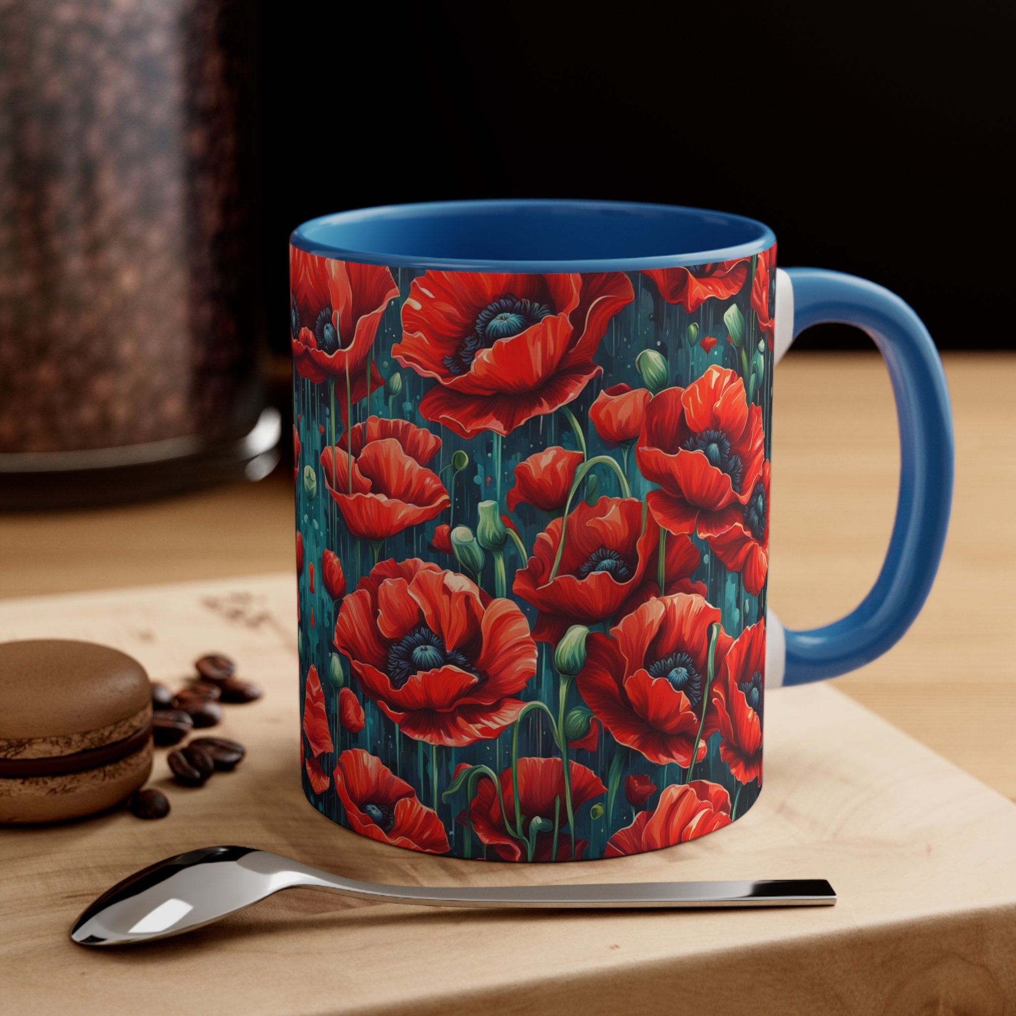 Red Poppy Mug, Red Poppy Coffee Mugs, Poppy Mug, Poppy Coffee Mug ...