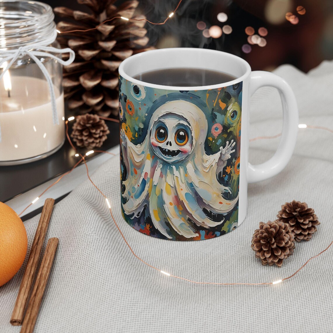 Friendly Ghost Coffee Mug - Spooky Halloween Ghost Coffee Mug, Spooky ...