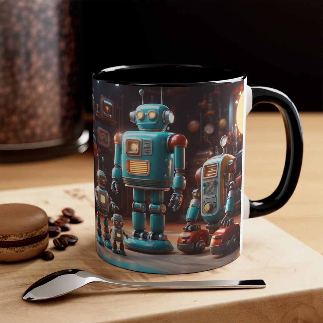 1950s Retro Style Toy Robot Family Coffee Mug, Retro Coffee Mug, Retro ...