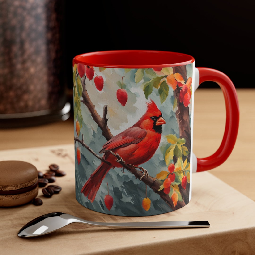 Red Cardinal Mug, Red Cardinal Gift, Red Bird Mug, Red Cardinal Coffee ...