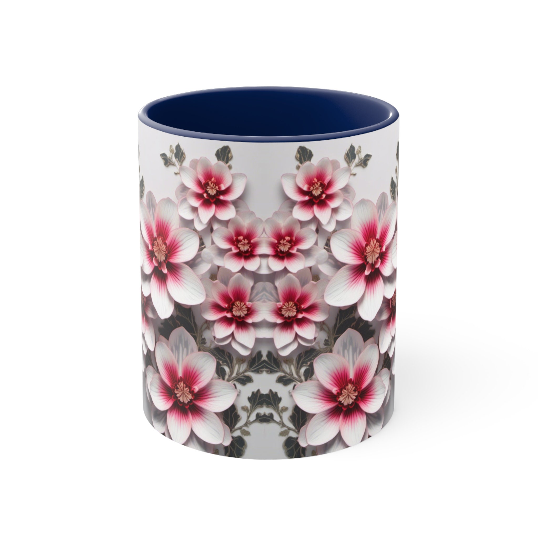 3D Flower Mug, 3D Pink Flower Mug, 3D White Flower Mug, Pink and White ...