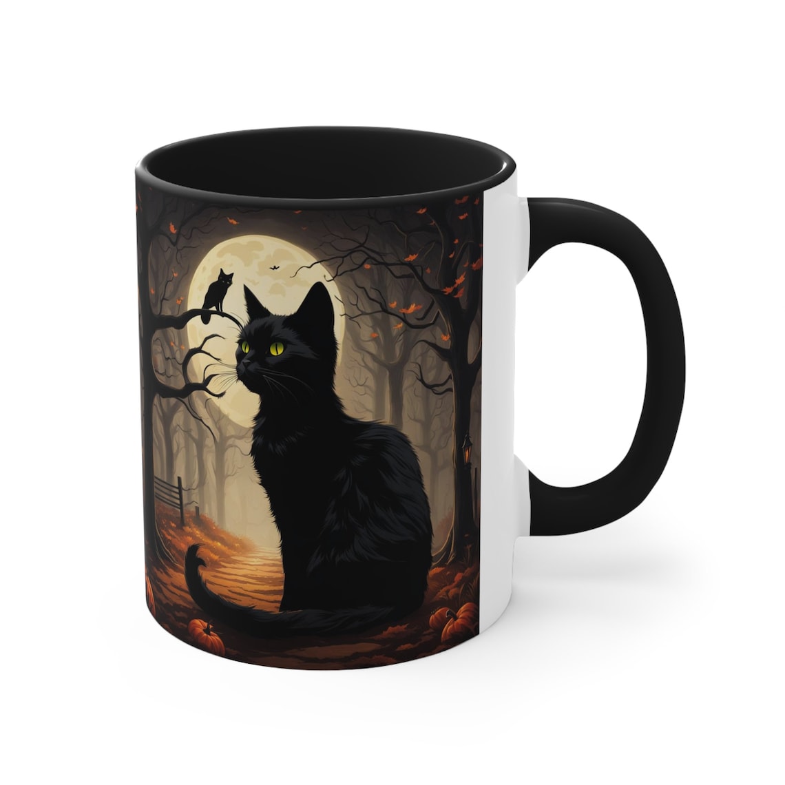Black Cat Mug, Black Cat Coffee Mug, Black Cat Coffee Cup, Halloween ...