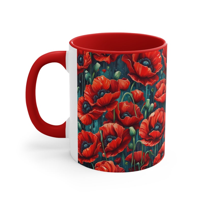 Red Poppy Mug, Red Poppy Coffee Mugs, Poppy Mug, Poppy Coffee Mug ...