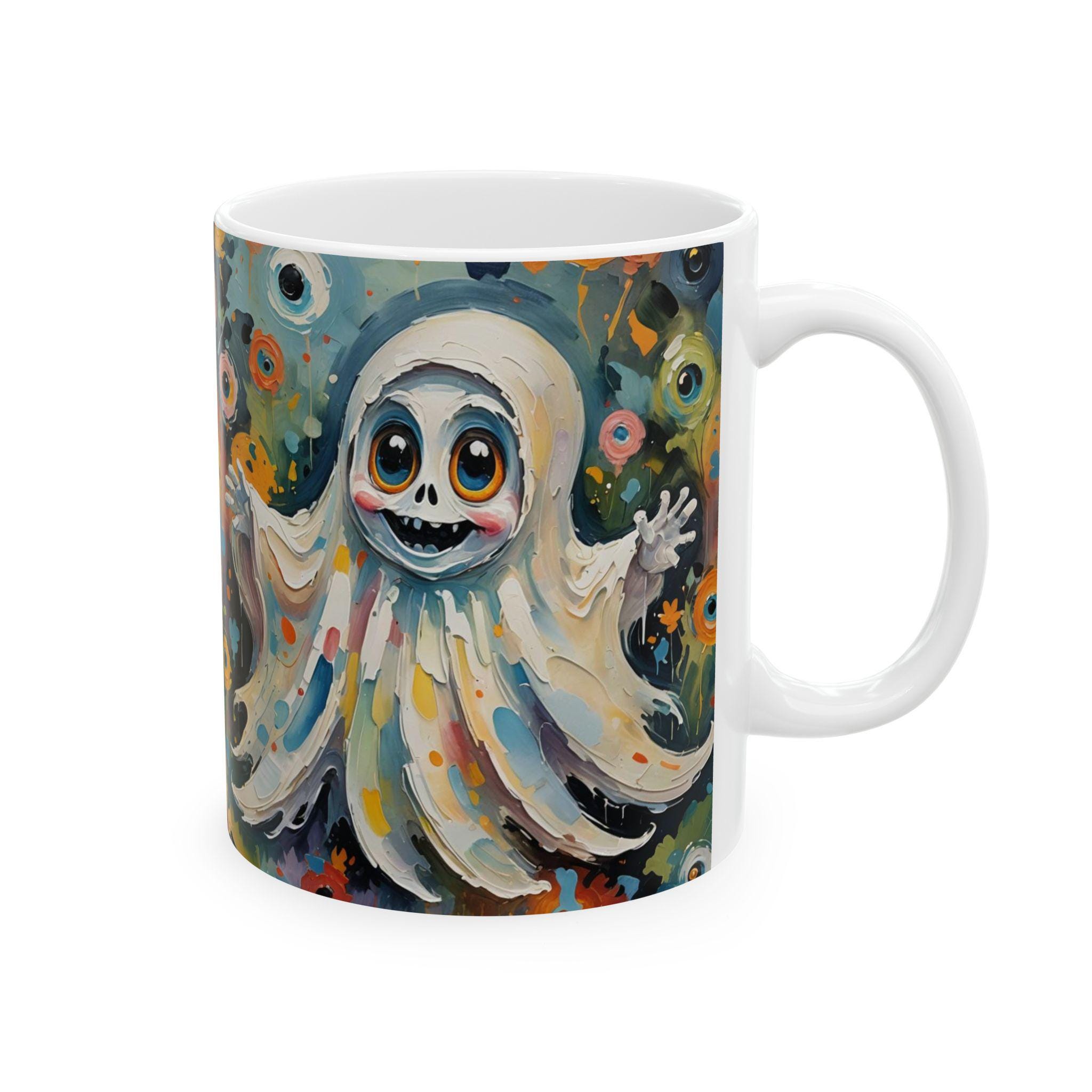 Friendly Ghost Coffee Mug - Spooky Halloween Ghost Coffee Mug, Spooky ...