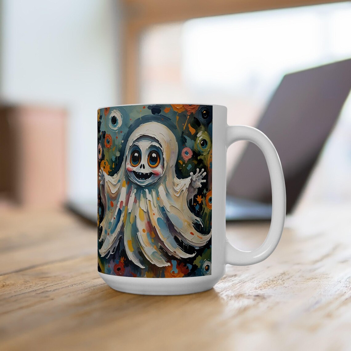Friendly Ghost Coffee Mug - Spooky Halloween Ghost Coffee Mug, Spooky ...